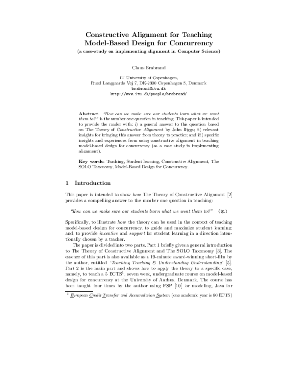 (PDF) Constructive Alignment for Teaching Model-Based Design for ...