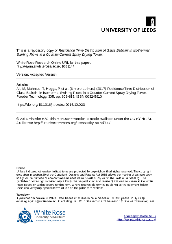 (PDF) Residence time distribution of glass ballotini in isothermal ...