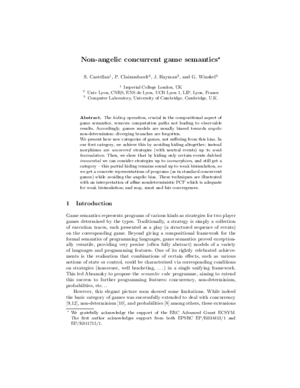 Pdf Non Angelic Concurrent Game Semantics G Winskel