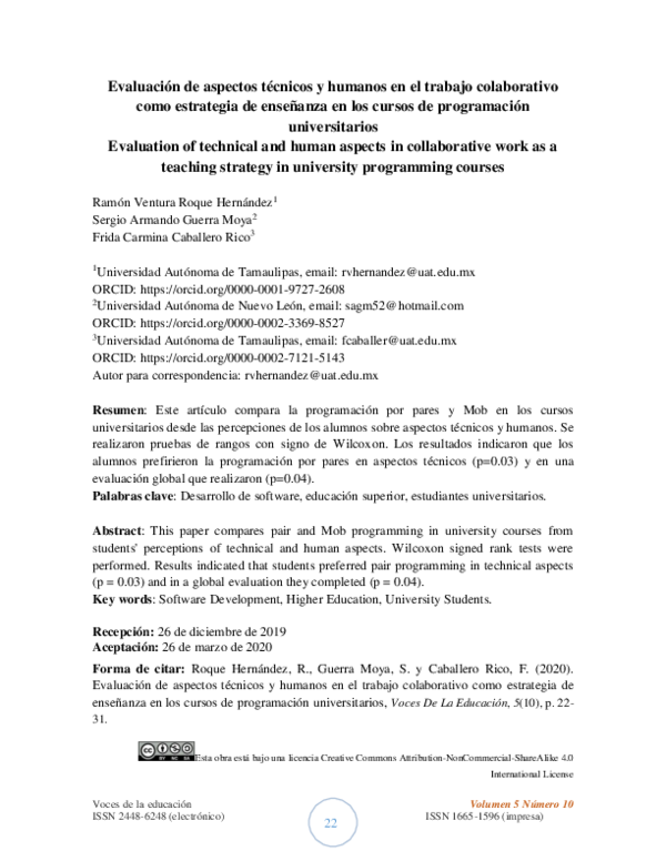 (PDF) Evaluación de aspectos técnicos y humanos en el trabajo colaborativo como estrategia de ...