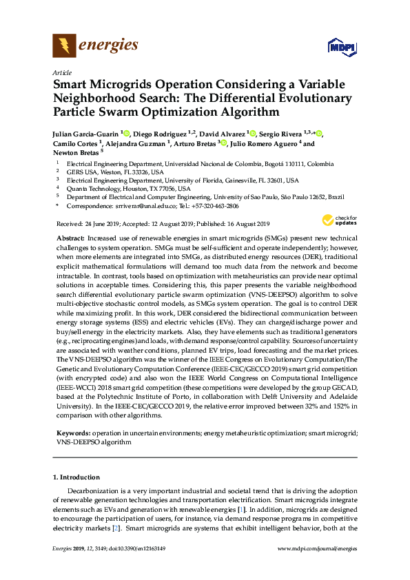 (PDF) Smart Microgrids Operation Considering a Variable Neighborhood Search: The Differential ...