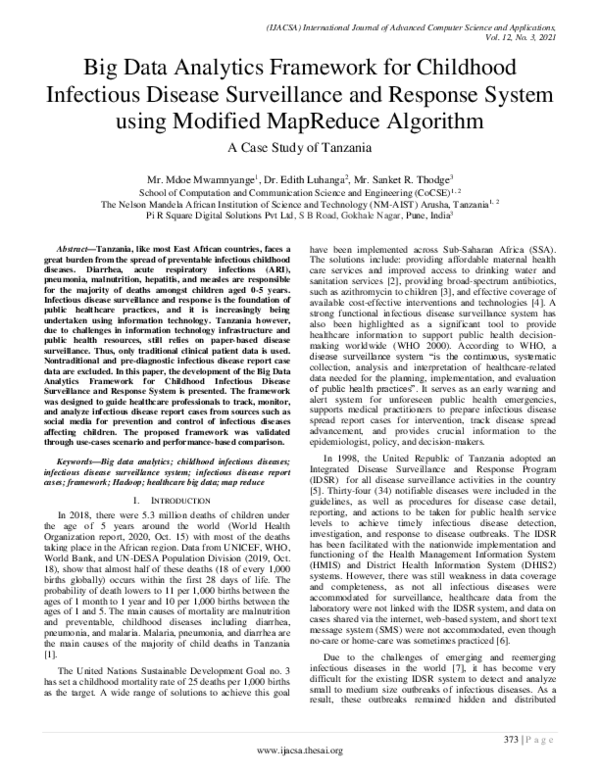 (PDF) Big Data Analytics Framework for Childhood Infectious Disease Surveillance and Response ...