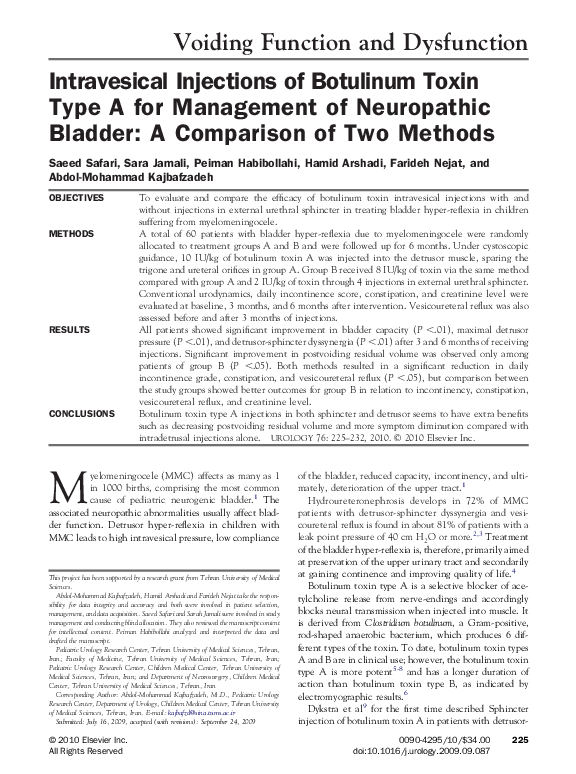 (PDF) Intravesical Injections of Botulinum Toxin Type A for Management ...