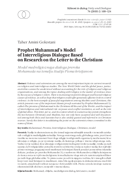 (PDF) Prophet Muhammad's Model of Interreligious Dialogue Based on ...