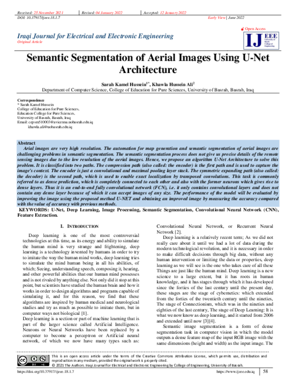 Pdf Semantic Segmentation Of Aerial Images Using U Net Architecture