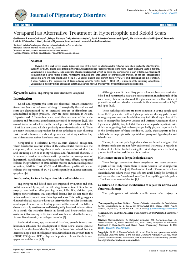 (PDF) Verapamil as Alternative Treatment in Hypertrophic and Keloid Scars