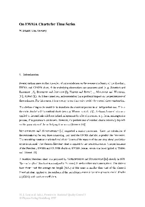 (PDF) On EWMA Charts for Time Series