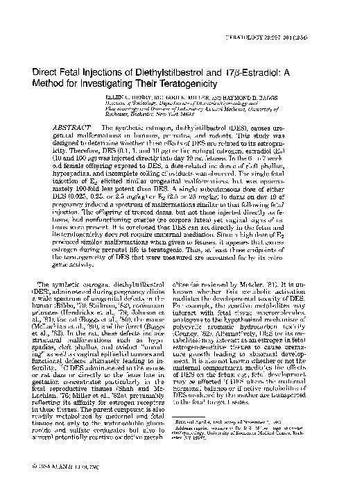 (PDF) Direct fetal injections of diethylstilbestrol and 17β-estradiol ...