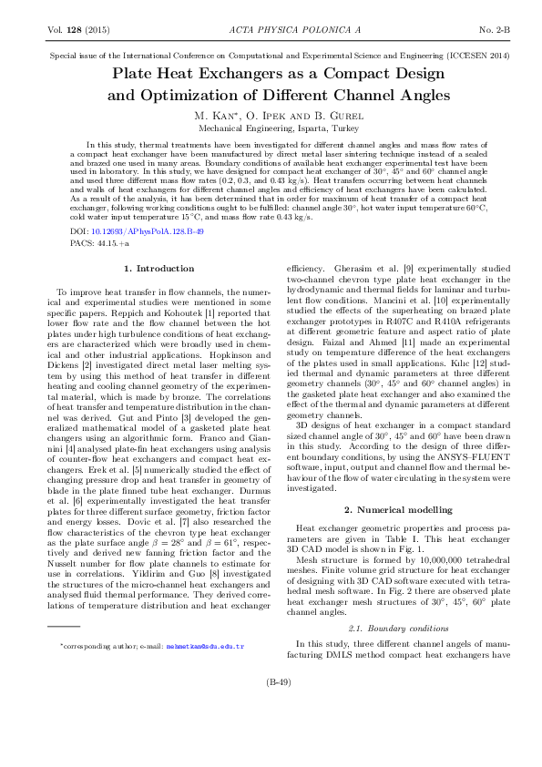 (PDF) Plate Heat Exchangers as a Compact Design and Optimization of ...
