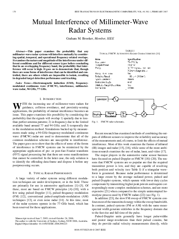(PDF) Mutual Interference of Millimeter-Wave Radar Systems