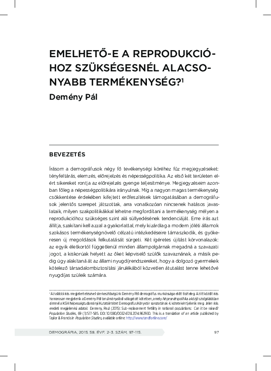 (PDF) Sub-replacement fertility in national populations: Can it be raised?