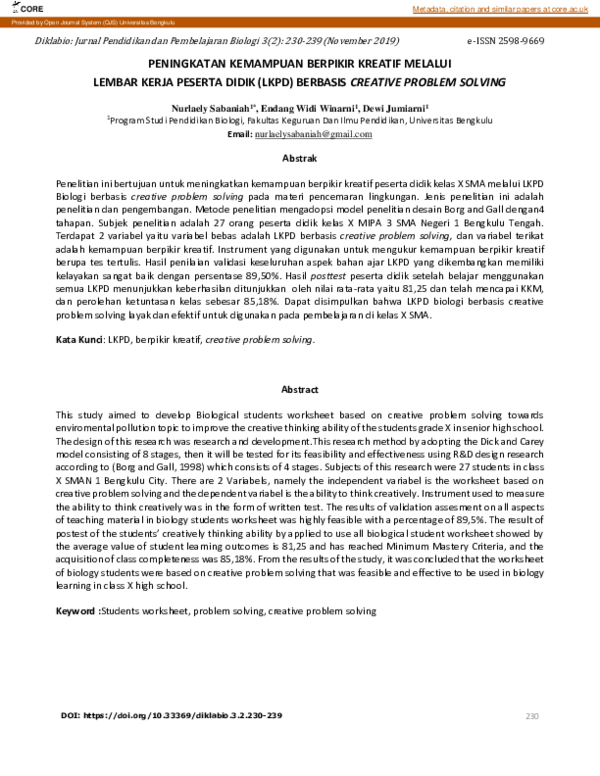 (PDF) Peningkatan Kemampuan Berpikir Kreatif Melalui Lembar Kerja Peserta Didik (LKPD) Berbasis ...