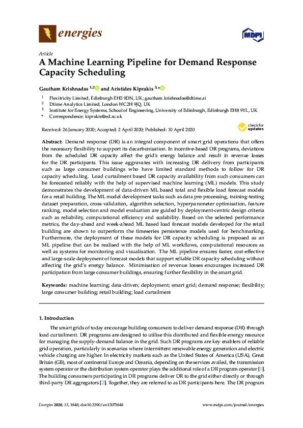(PDF) Scheduling of Site Battery Energy Storage for Demand Response ...