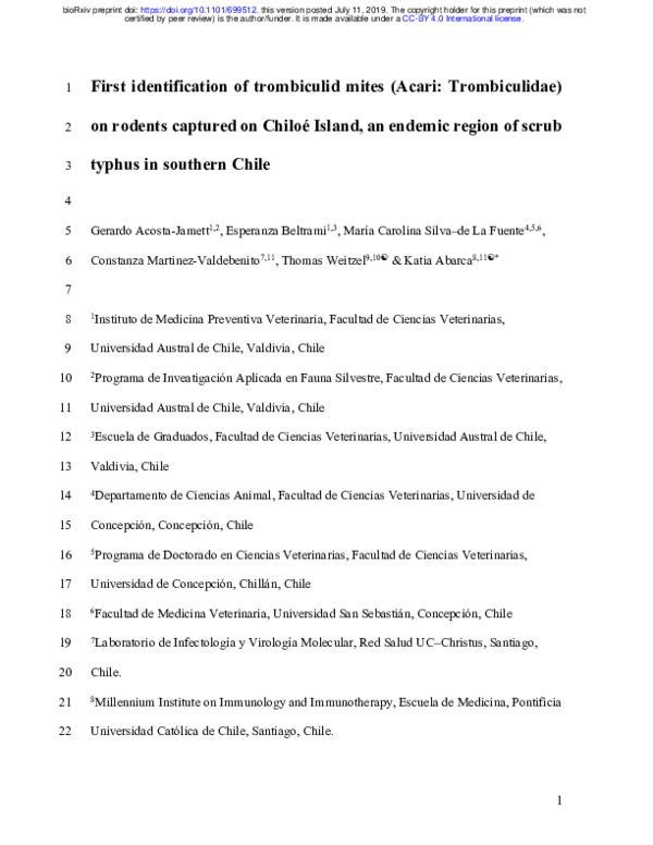 (PDF) First identification of trombiculid mites (Acari: Trombiculidae ...