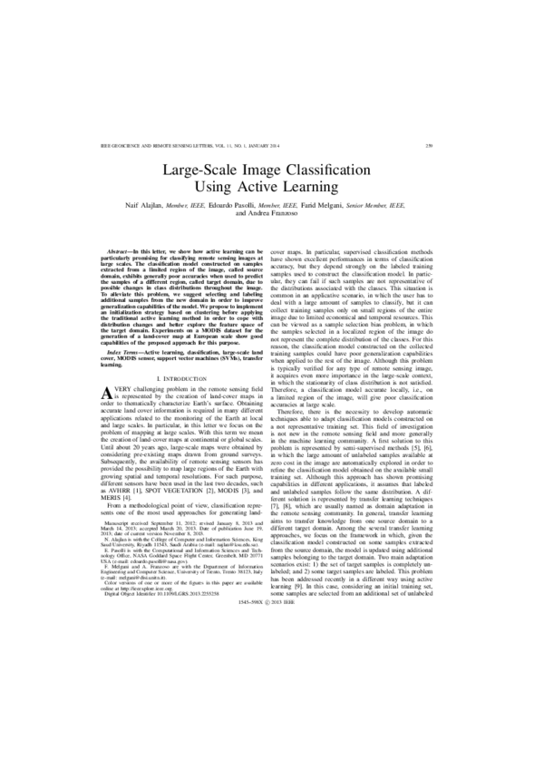 Pdf Large Scale Image Classification Using Active Learning