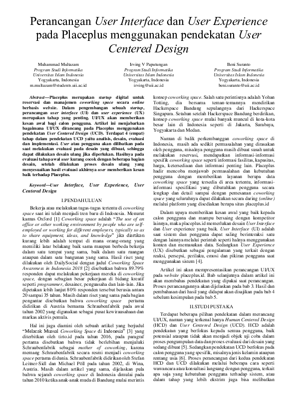 (PDF) Perancangan User Interface dan User Experience pada Placeplus menggunakan pendekatan User ...