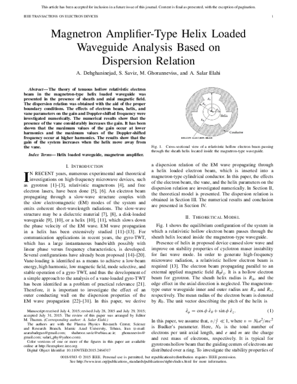 (PDF) Magnetron Amplifier-Type Helix Loaded Waveguide Analysis Based on ...
