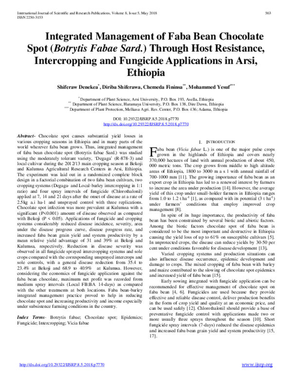 (PDF) Integrated Management of Faba Bean Chocolate Spot (Botrytis Fabae ...