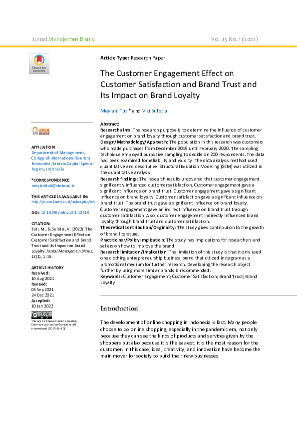 Pdf The Customer Engagement Effect On Customer Satisfaction And Brand
