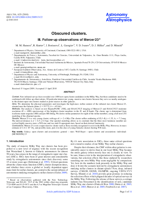 (PDF) Obscured clusters