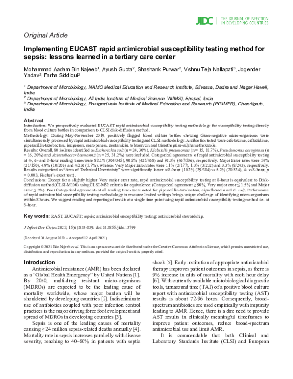 (PDF) Implementing EUCAST rapid antimicrobial susceptibility testing ...