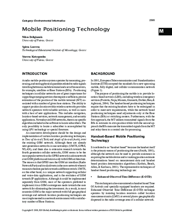 (PDF) Mobile Positioning Technology