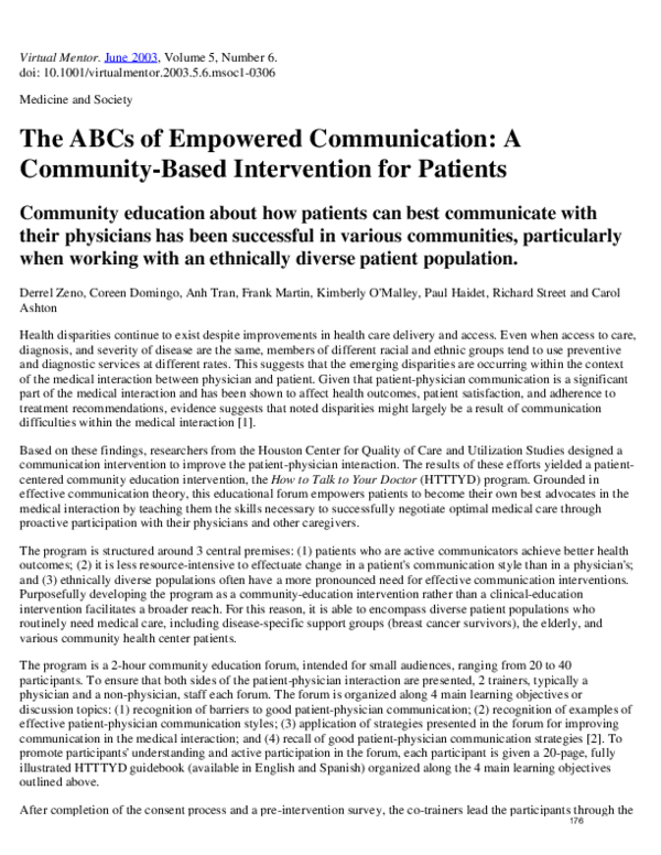 (PDF) The ABCs of Empowered Communication: A Community-Based ...