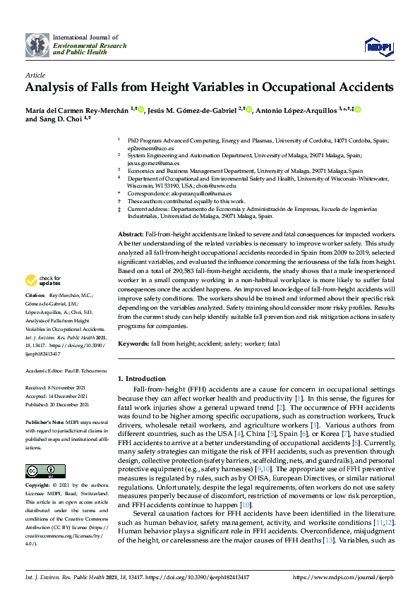 (PDF) Analysis of Falls from Height Variables in Occupational Accidents