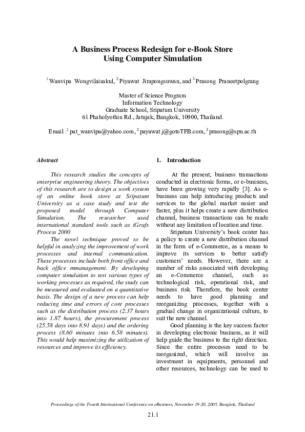 (PDF) A Business Process Redesign for e-Book Store Using Computer ...