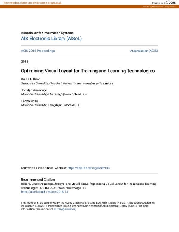 (PDF) Optimising Visual Layout for Training and Learning Technologies