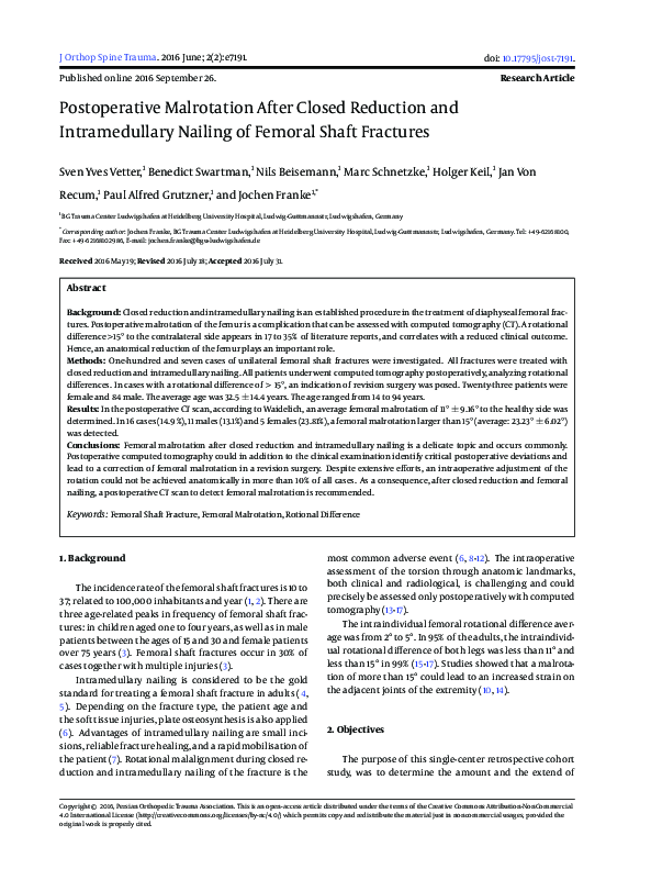 (PDF) Postoperative Malrotation After Closed Reduction and ...