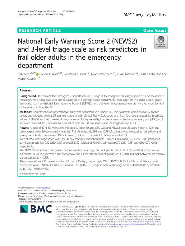 (PDF) National Early Warning Score 2 (NEWS2) and 3-level triage scale ...