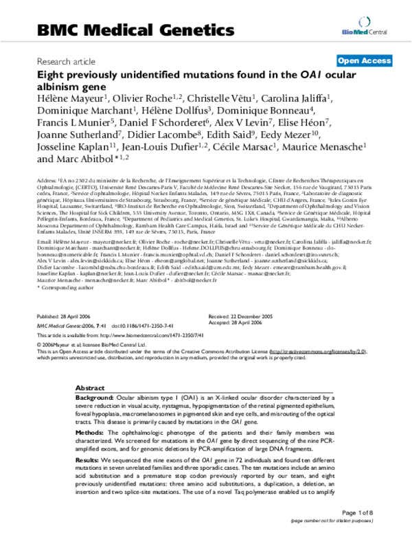 (PDF) BMC Medical Genetics BioMed Central
