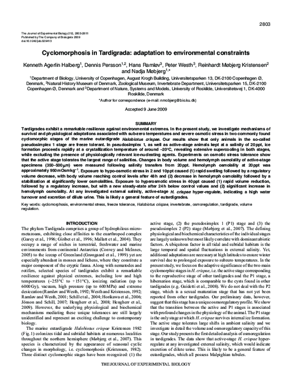 (PDF) Cyclomorphosis in Tardigrada: adaptation to environmental constraints