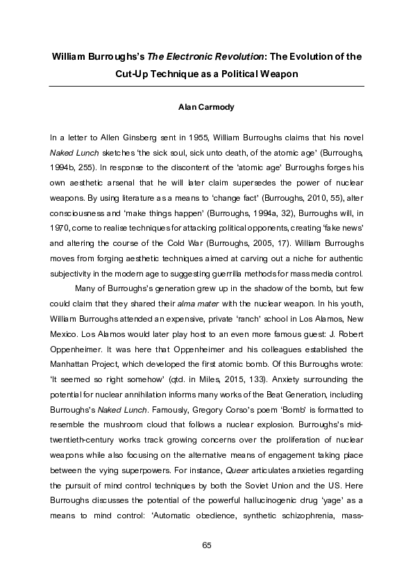 (PDF) William Burroughs’s The Electronic Revolution: The Evolution of ...
