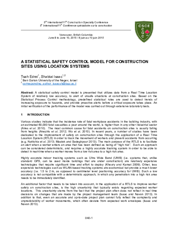 (PDF) A statistical safety control model for construction sites using ...