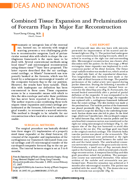 (PDF) Combined Tissue Expansion and Prelamination of Forearm Flap in ...