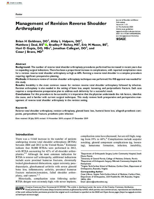 (PDF) Management of Revision Reverse Shoulder Arthroplasty | Josef ...