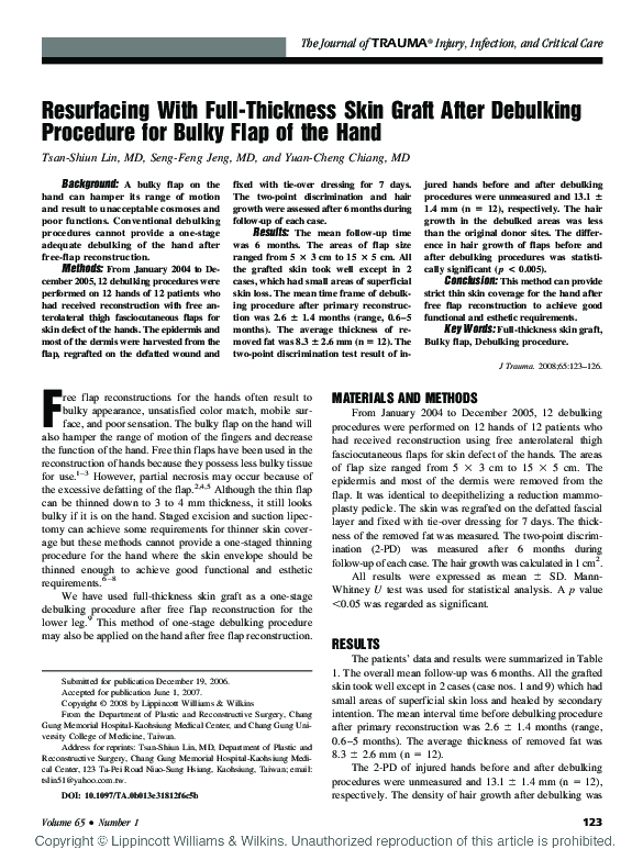 (PDF) Resurfacing With Full-Thickness Skin Graft After Debulking ...