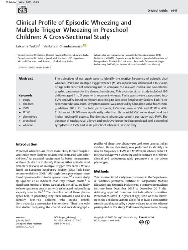 (PDF) Clinical Profile of Episodic Wheezing and Multiple Trigger ...