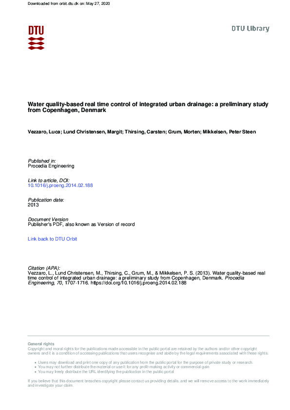 (PDF) Water Quality-based Real Time Control of Integrated Urban Drainage Systems: A Preliminary ...
