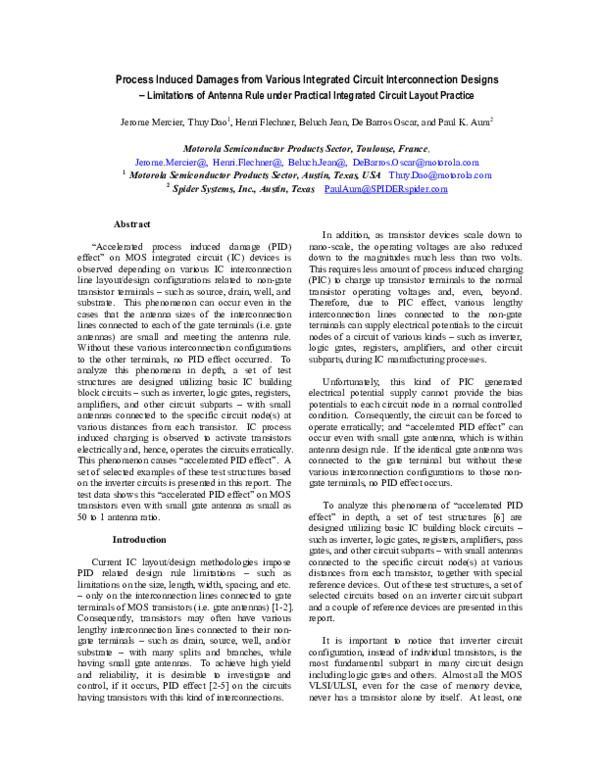 (PDF) Process induced damages from various integrated circuit ...
