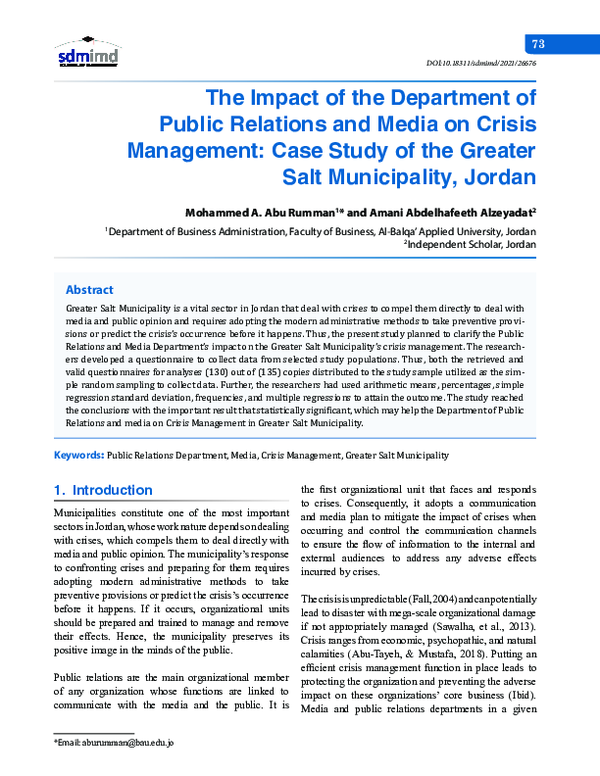 (PDF) The Impact of the Department of Public Relations and Media on ...