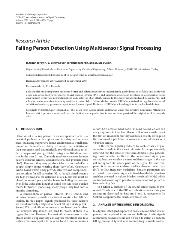 (PDF) Falling Person Detection Using Multi-Sensor Signal Processing