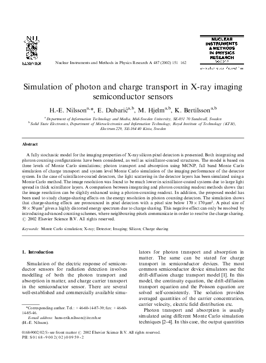 (PDF) Simulation of photon and charge transport in X-ray imaging ...