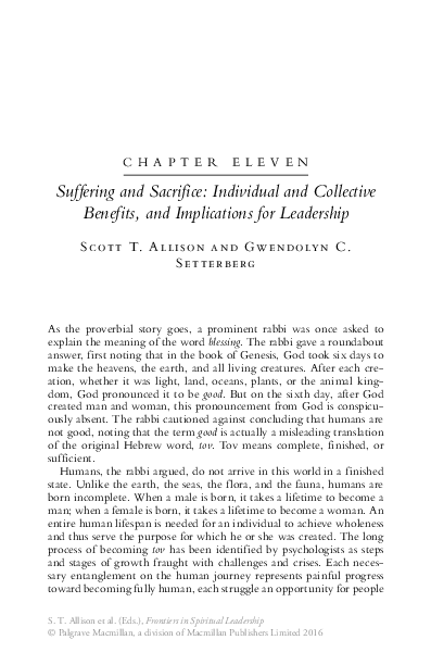 (PDF) Suffering and Sacrifice: Individual and Collective Benefits, and ...