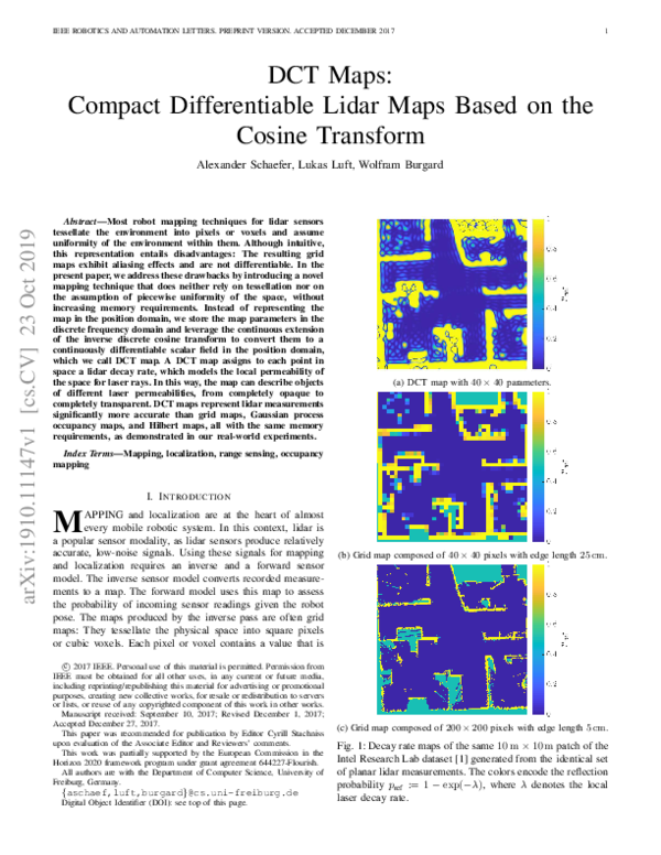 (PDF) DCT Maps: Compact Differentiable Lidar Maps Based on the Cosine Transform