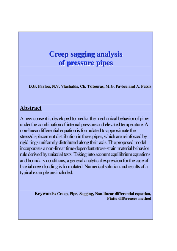 (PDF) Creep sagging analysis of pressure pipes