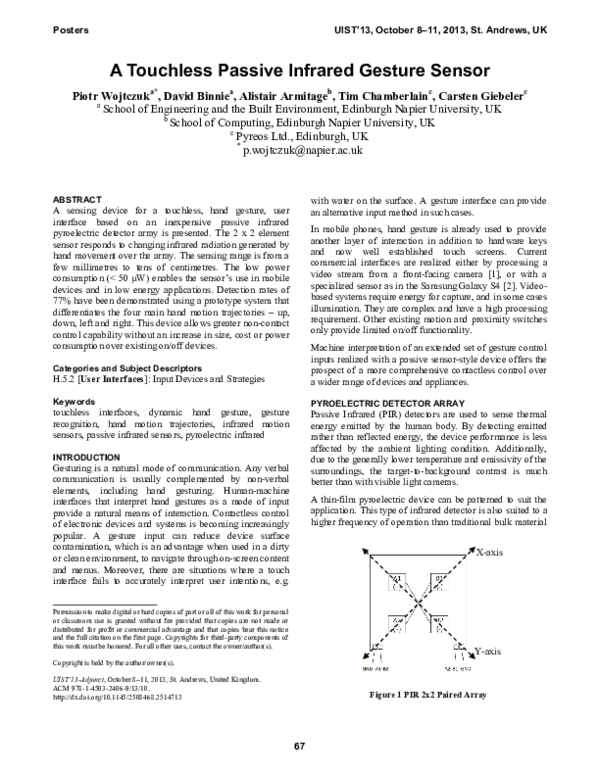 (PDF) A touchless passive infrared gesture sensor | David Binnie ...