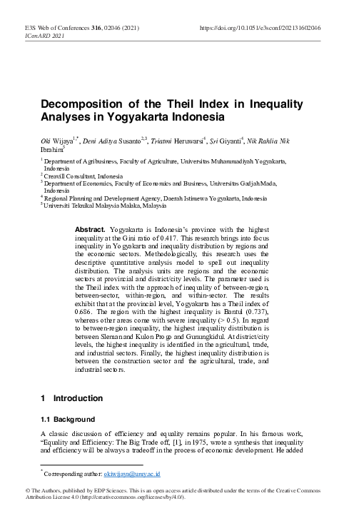 (PDF) Decomposition of the Theil Index in Inequality Analyses in ...